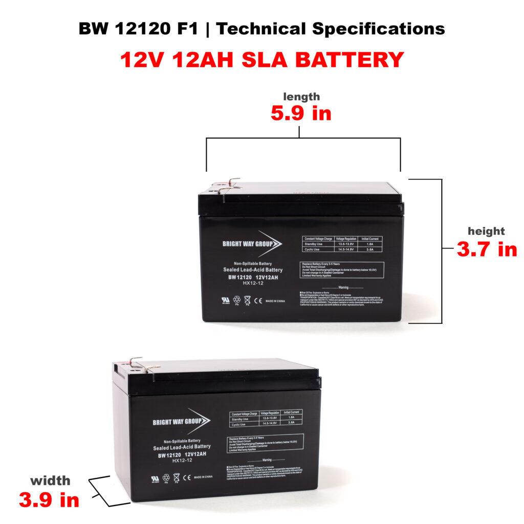 Bright Way BW 12120 F1 SLA (AGM) Battery - Battery Store, Inc.