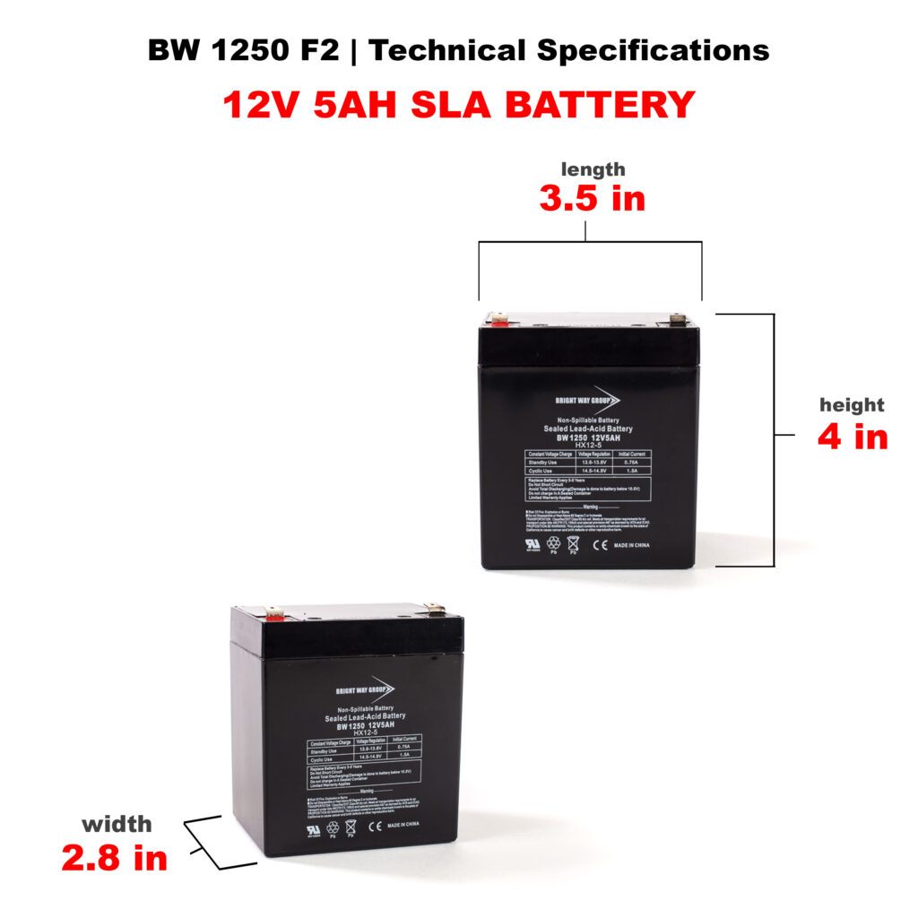 Bright Way BW 1250 F2 SLA (AGM) Battery - Battery Store, Inc.