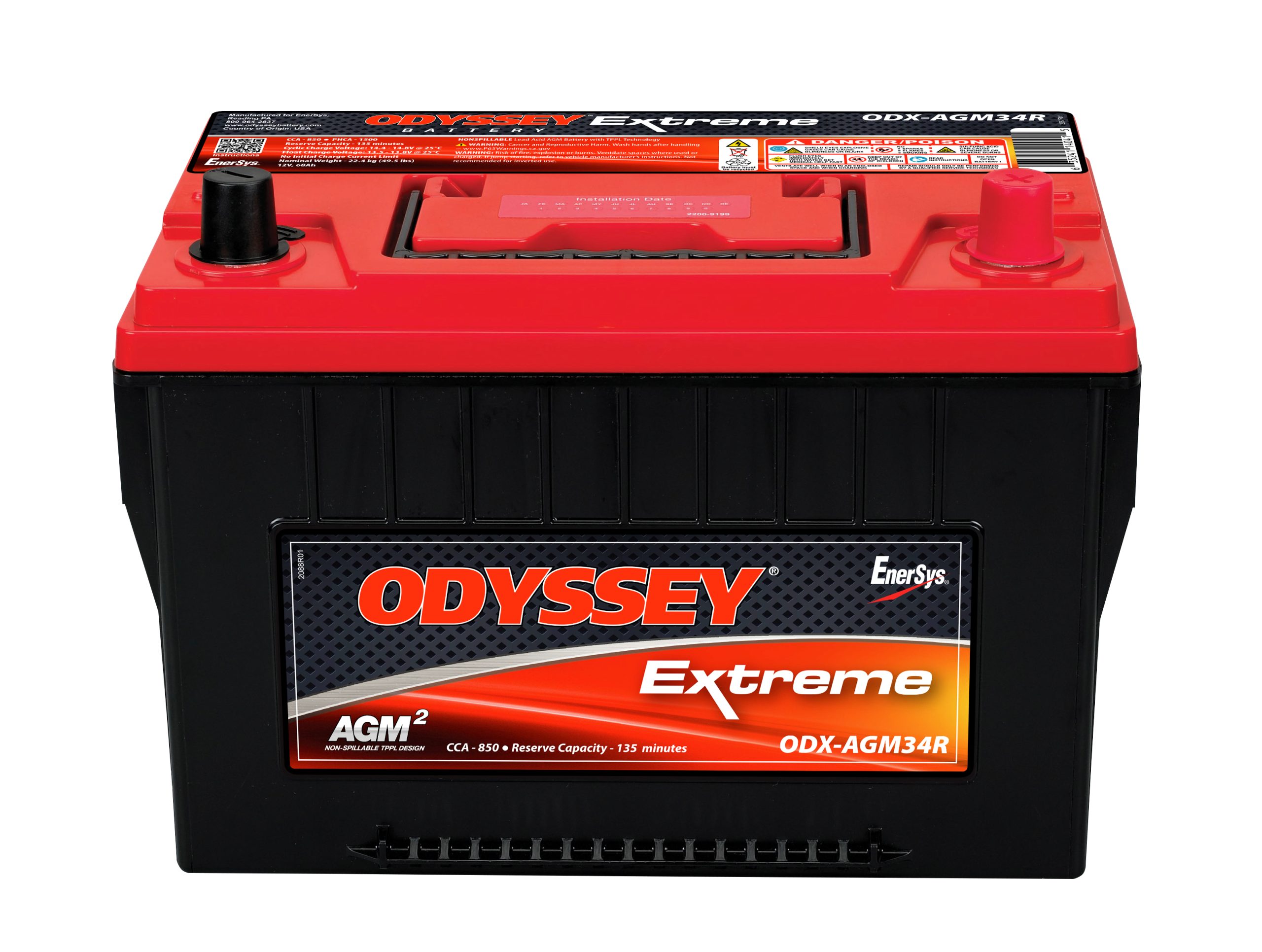 EnerSys Odyssey ODX-AGM34R Lead Acid (AGM-TPPL) Battery - Battery Store, Inc.