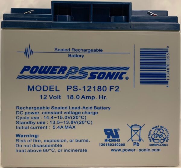 PowerSonic PS-12180F2 Lead Acid Battery - Battery Store, Inc.