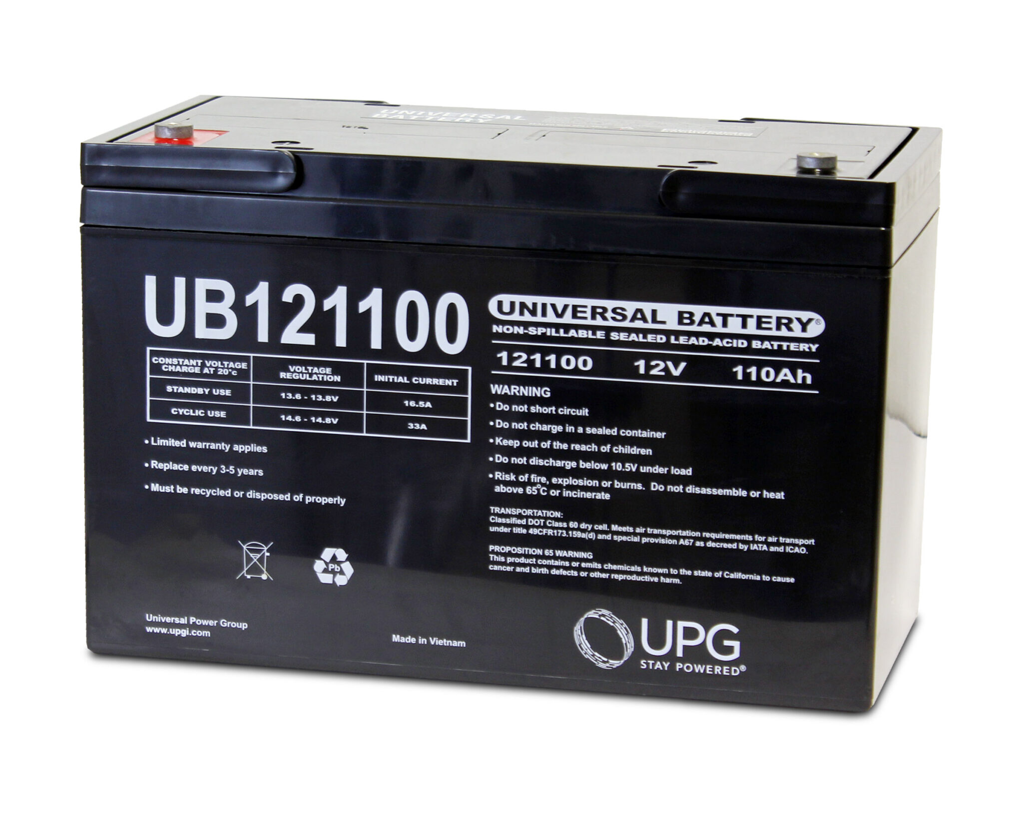 Universal Power UB121100 Lead Acid Battery - Battery Store, Inc.