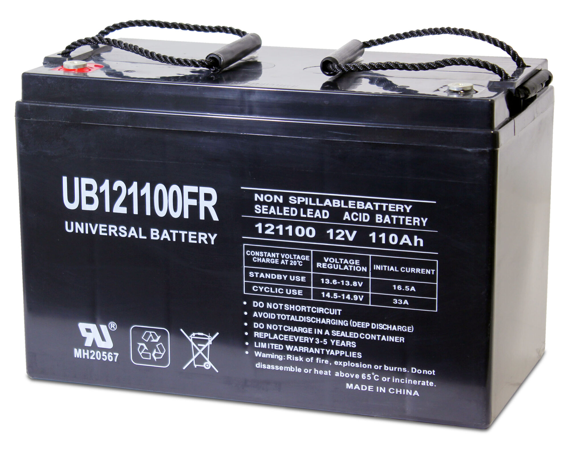 Universal Power UB121100FR Lead Acid Battery - Battery Store, Inc.