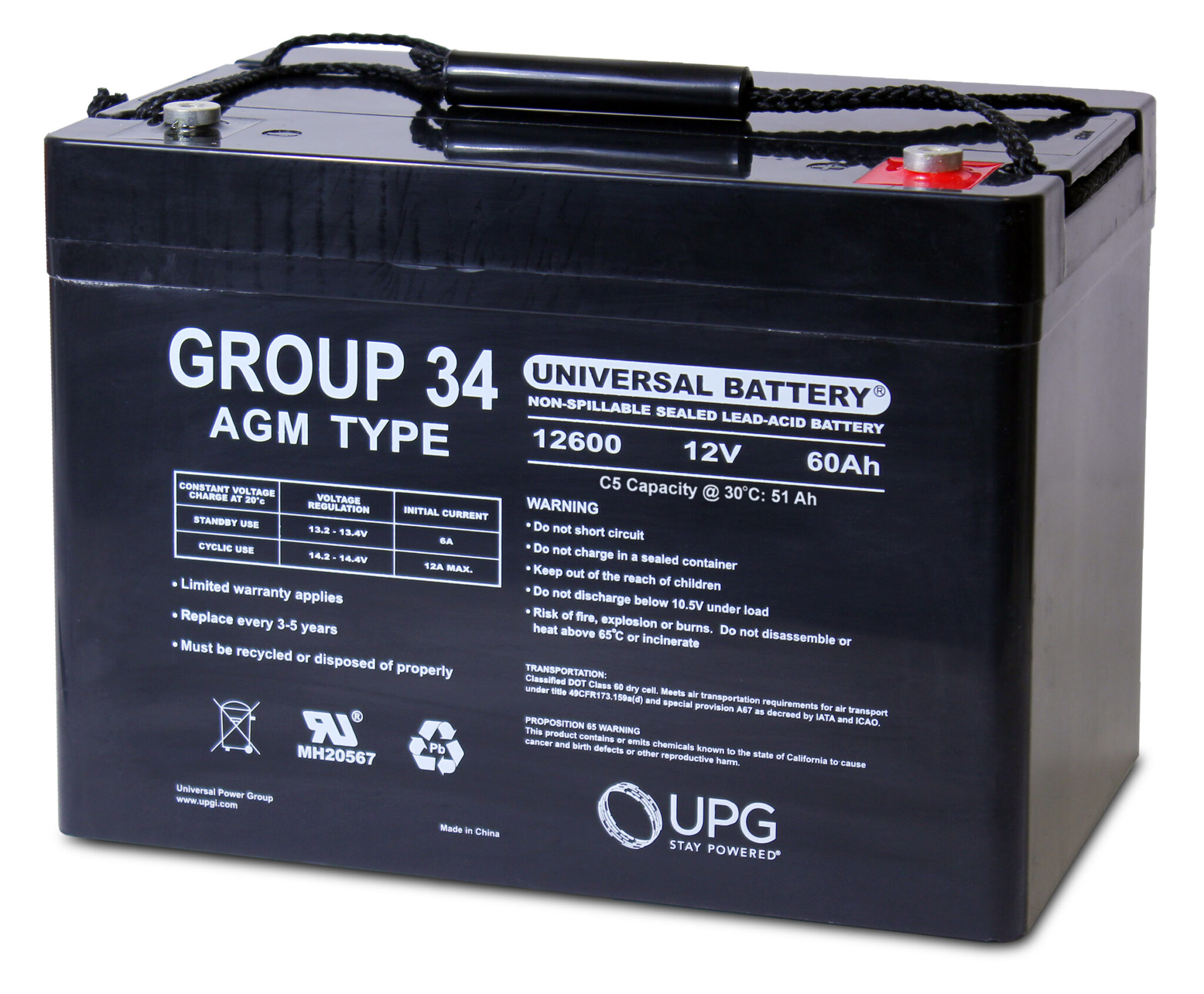 Universal Power UB12600 Lead Acid Battery - Battery Store, Inc.