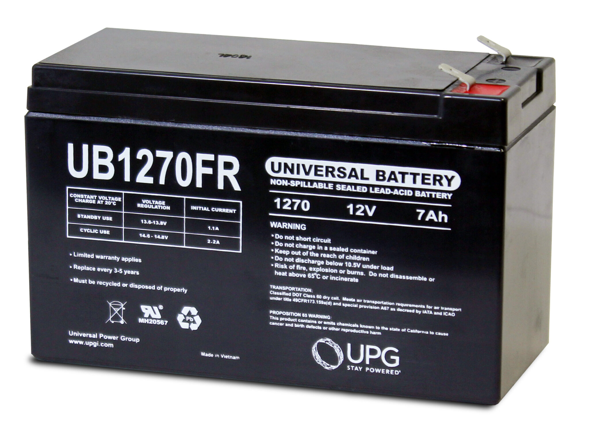 Universal Power UB1270FR Lead Acid Battery - Battery Store, Inc.