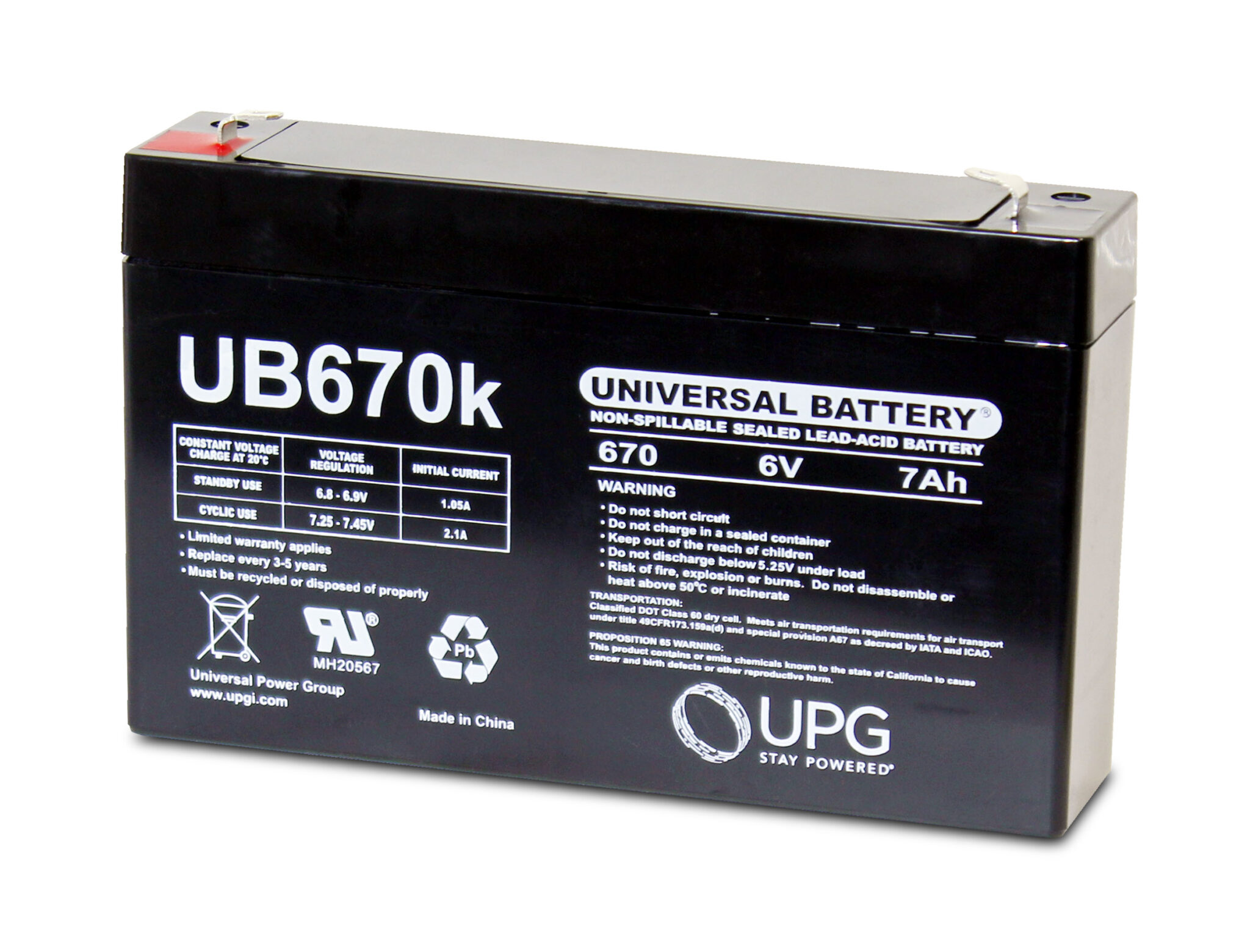 Universal Power UB670 Lead Acid Battery - Battery Store, Inc.