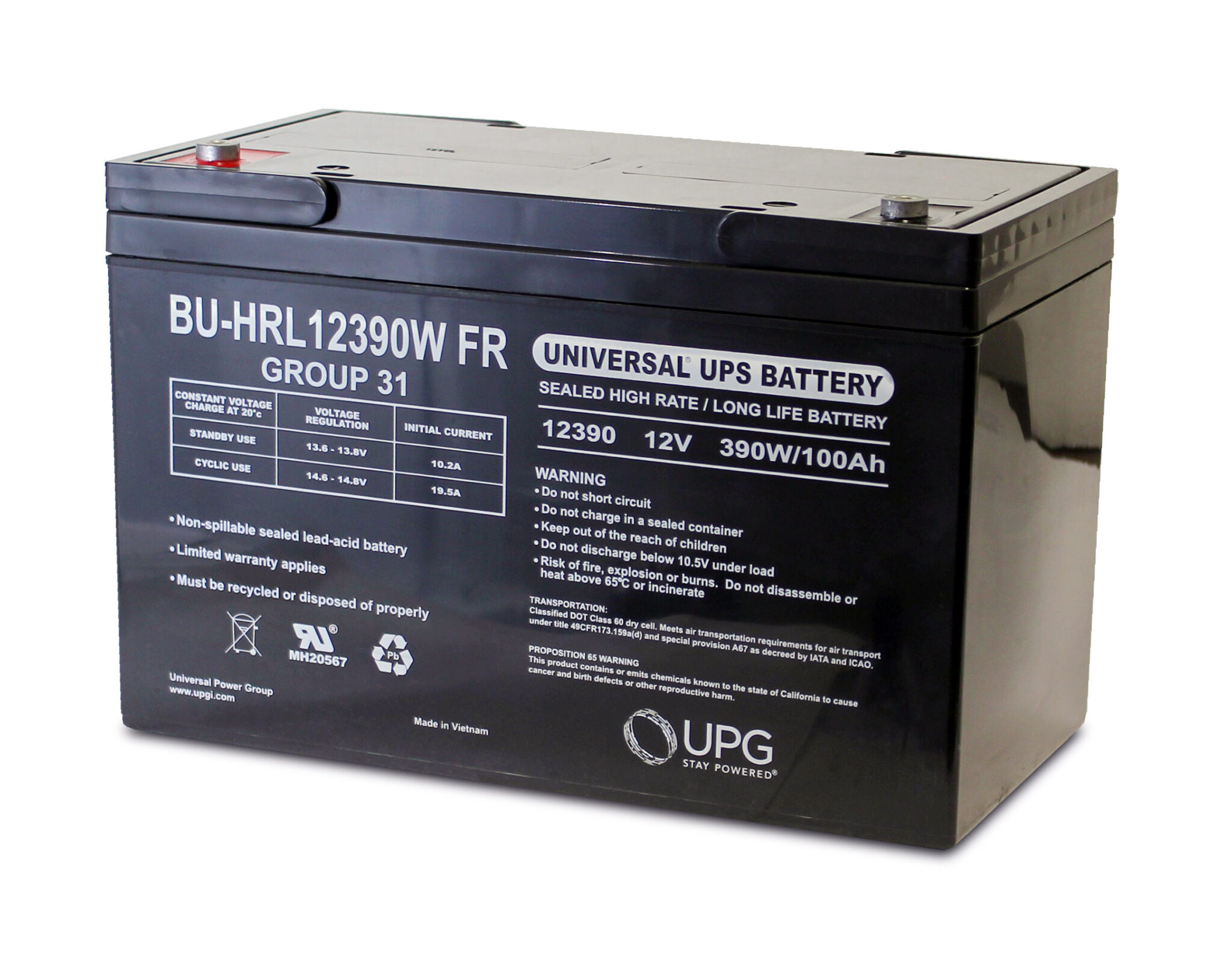 Universal Power BU-HRL12390WFR Lead Acid Battery - Battery Store, Inc.